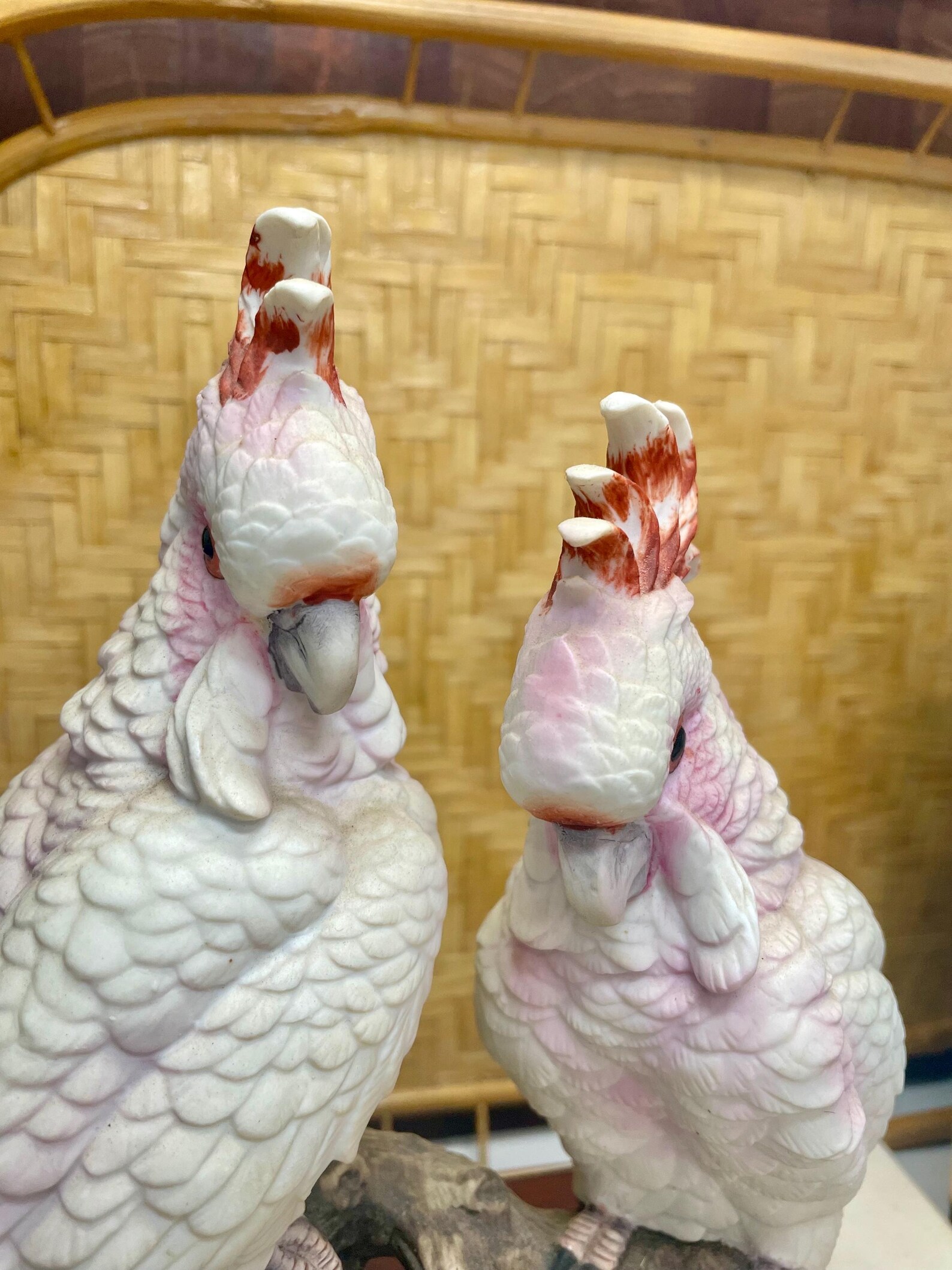 Pair of Pink/blush Cockatoos, Andrea by Sadek Porcelain Made in Japan ...