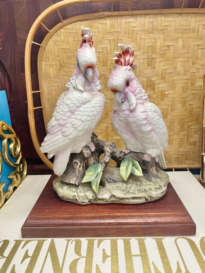 Pair of Pink/blush Cockatoos, Andrea by Sadek Porcelain Made in Japan ...