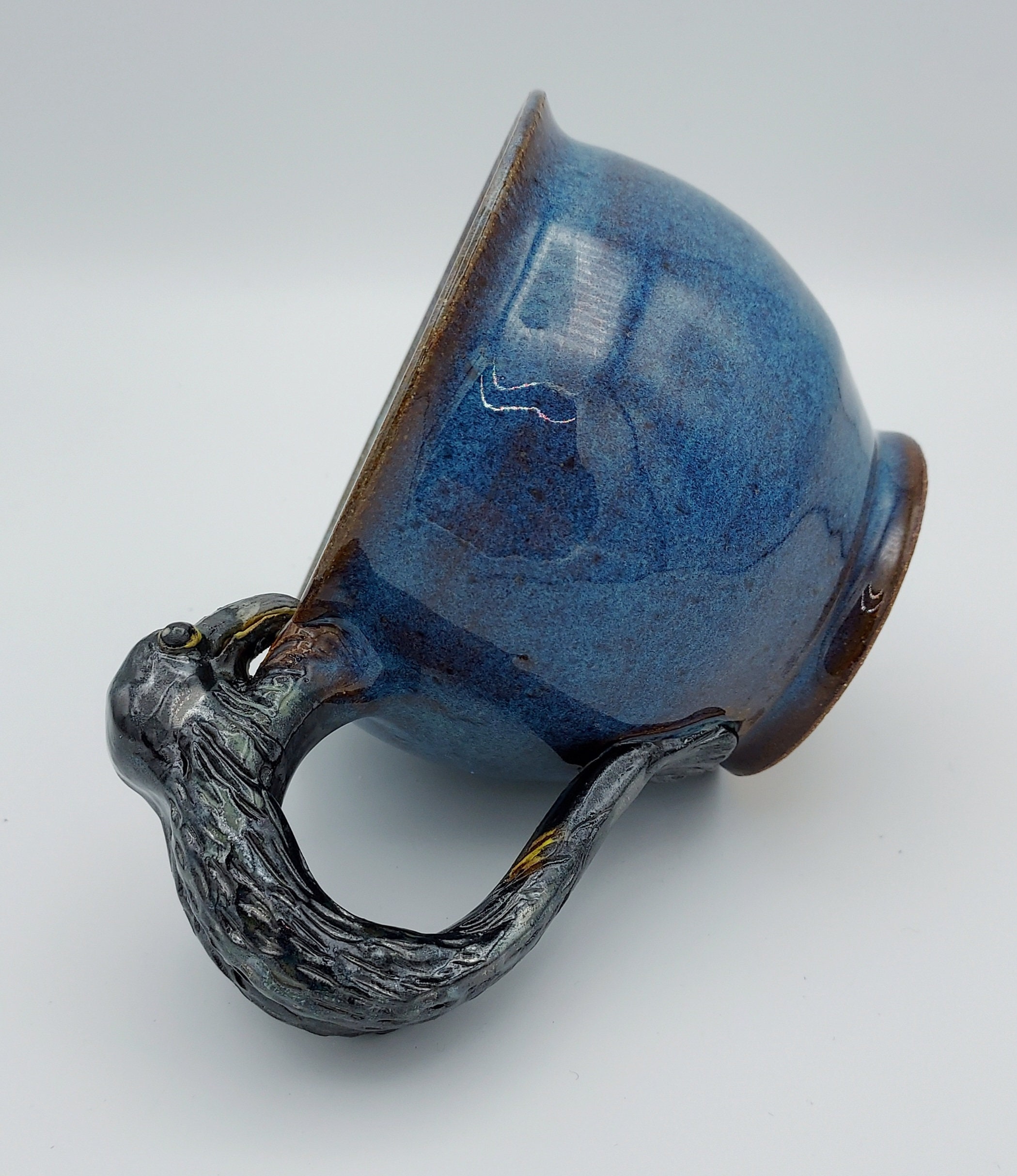 Raven Ceramic Mug in Metallic Blues and Black - Etsy