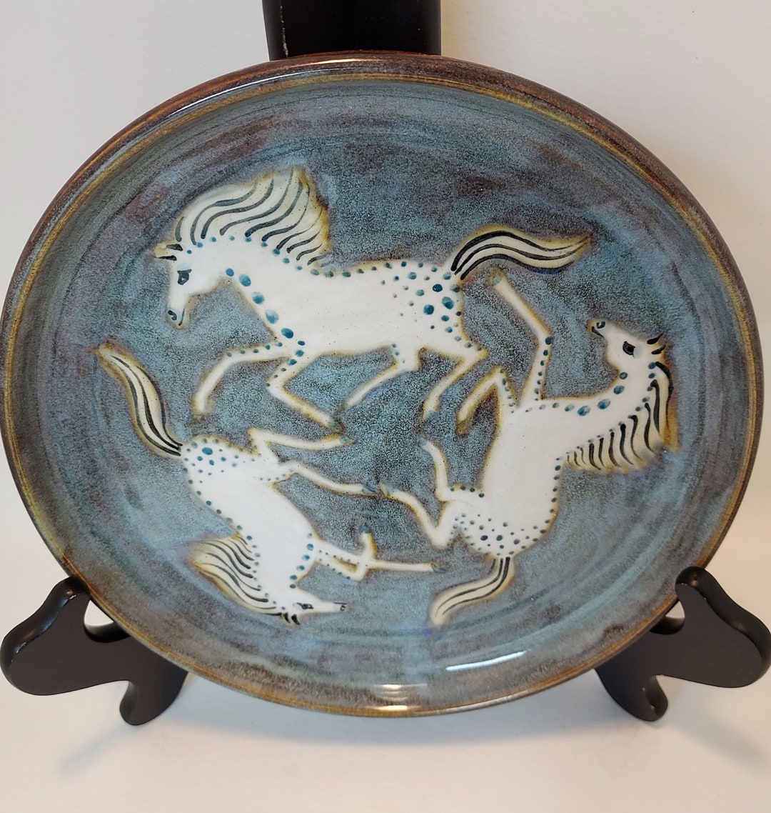 Three White Horses Running Dish - Etsy