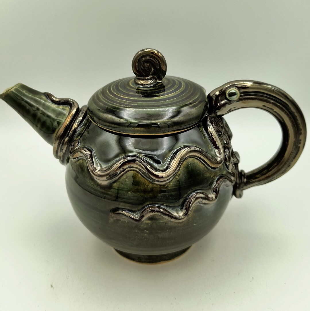 Teapot - Squid Octopus Tea Pot- Metallic Green Stoneware - Etsy