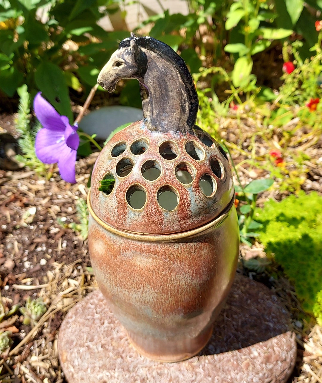 Reduced Horse Head Blue Roan Flower Vase With Lid - Etsy