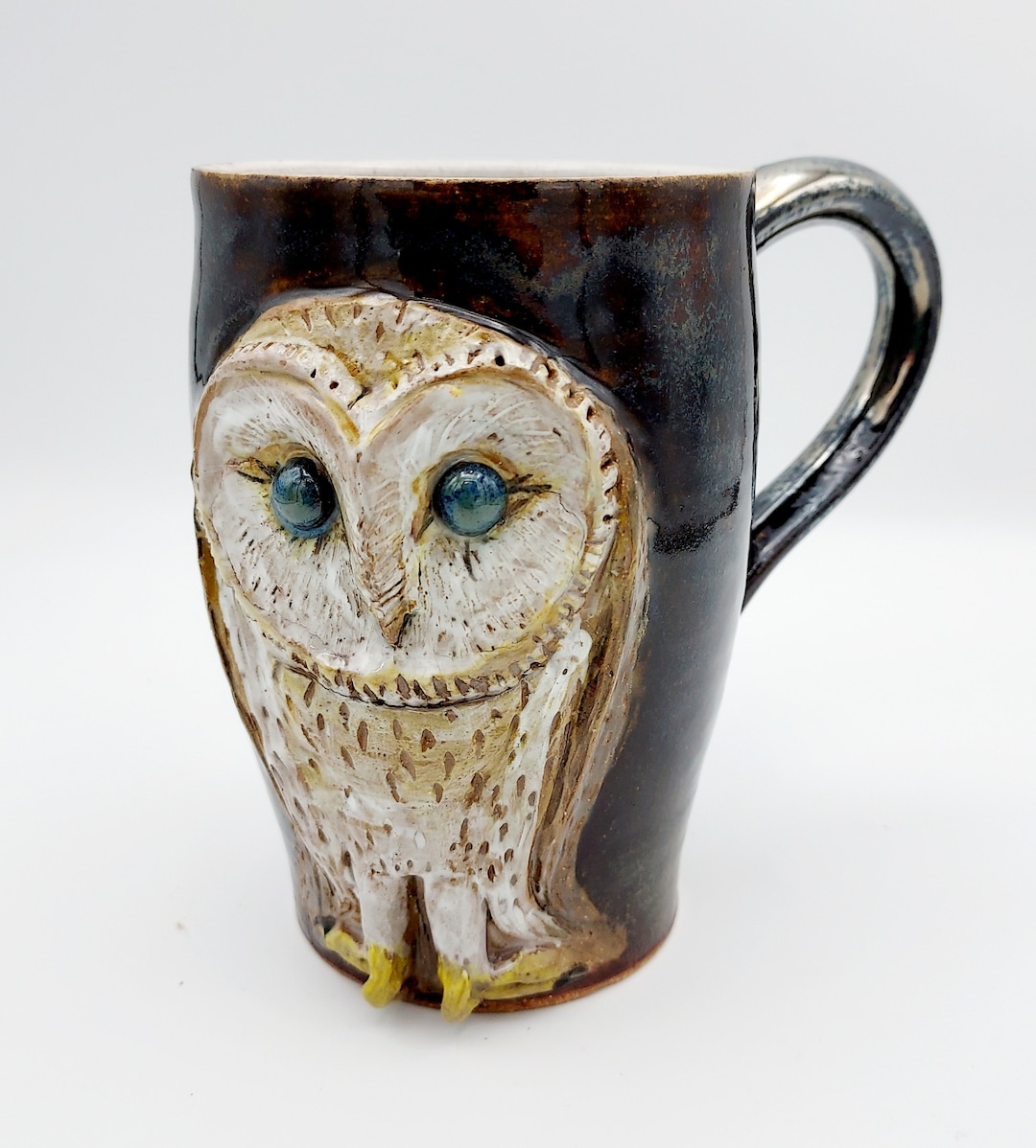 Owl Mug Barn Owl Sculpted Stoneware - Etsy