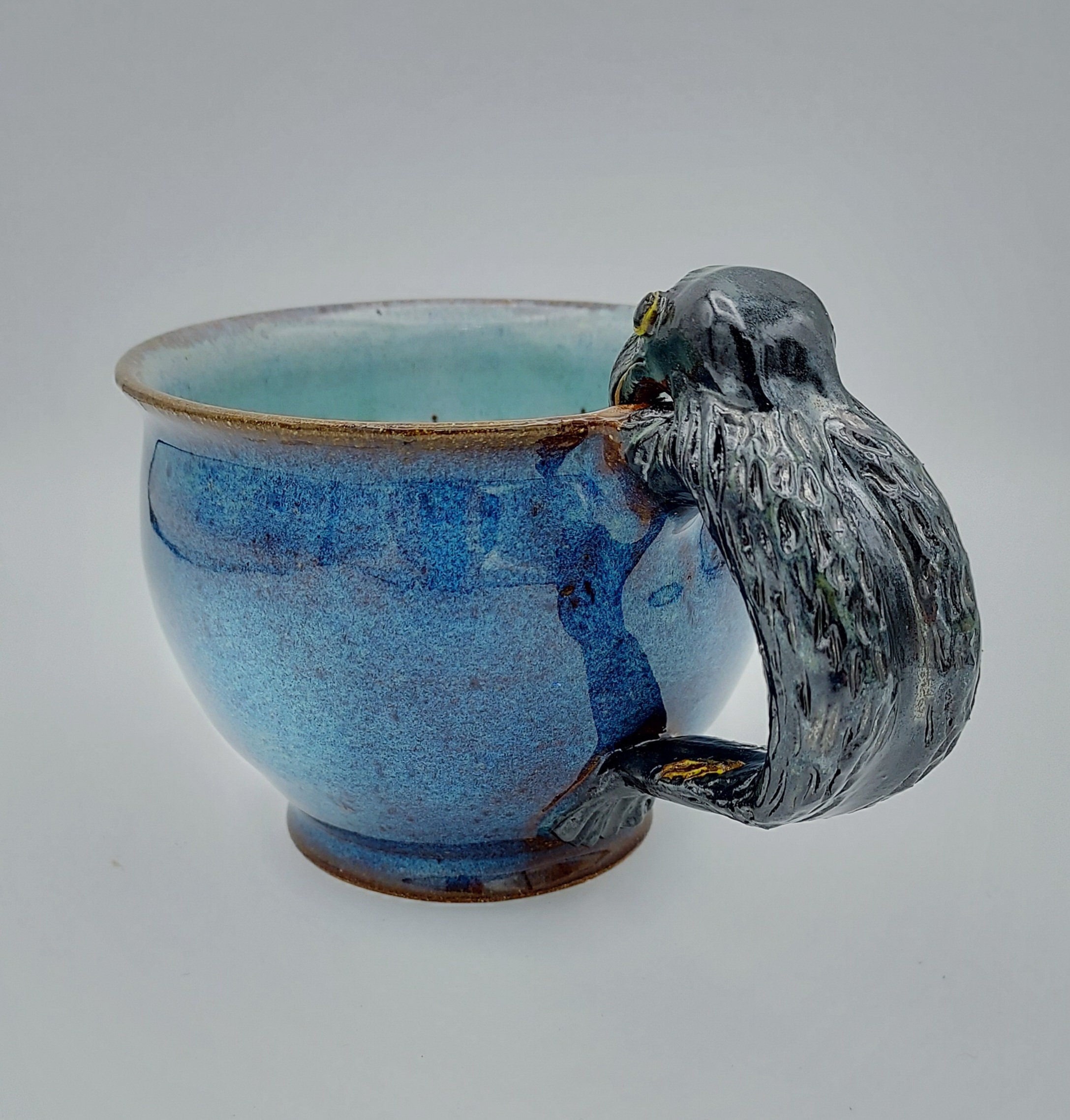 Raven Ceramic Mug in Metallic Blues and Black - Etsy