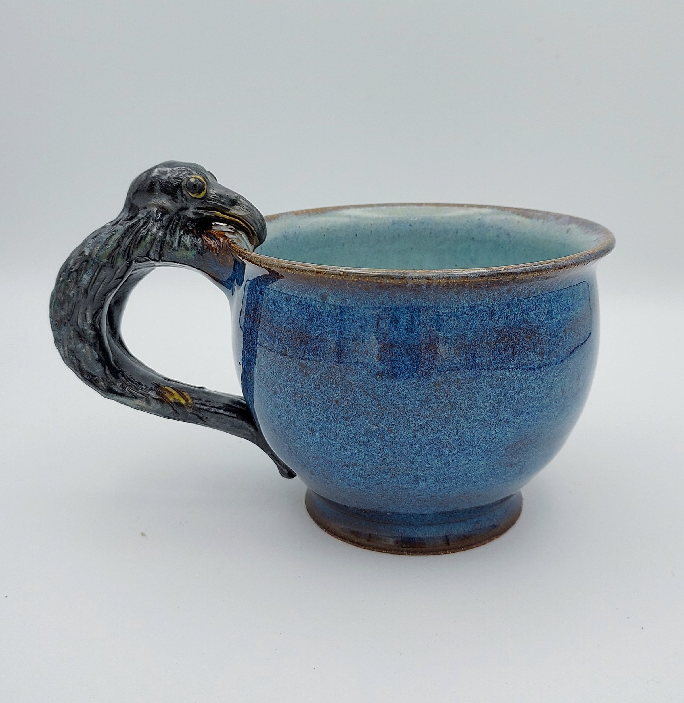 Raven Ceramic Mug in Metallic Blues and Black - Etsy