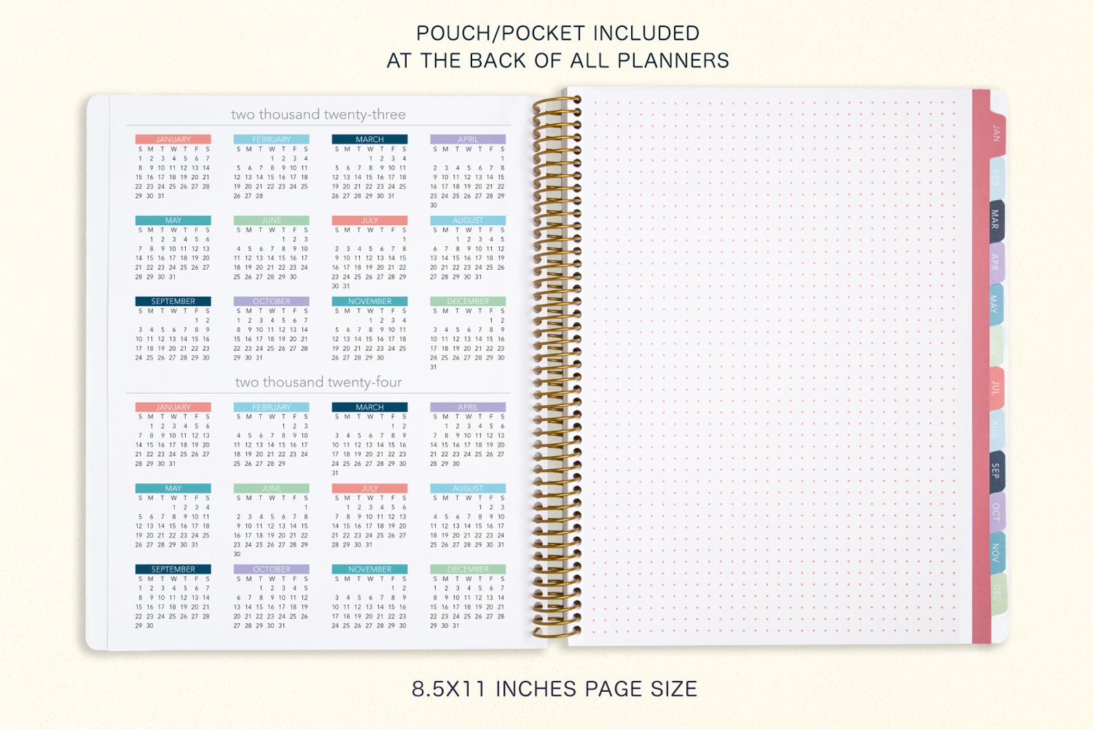 8.5x11 MONTHLY PLANNER Notebook 2022 2023 No Weekly View - Etsy