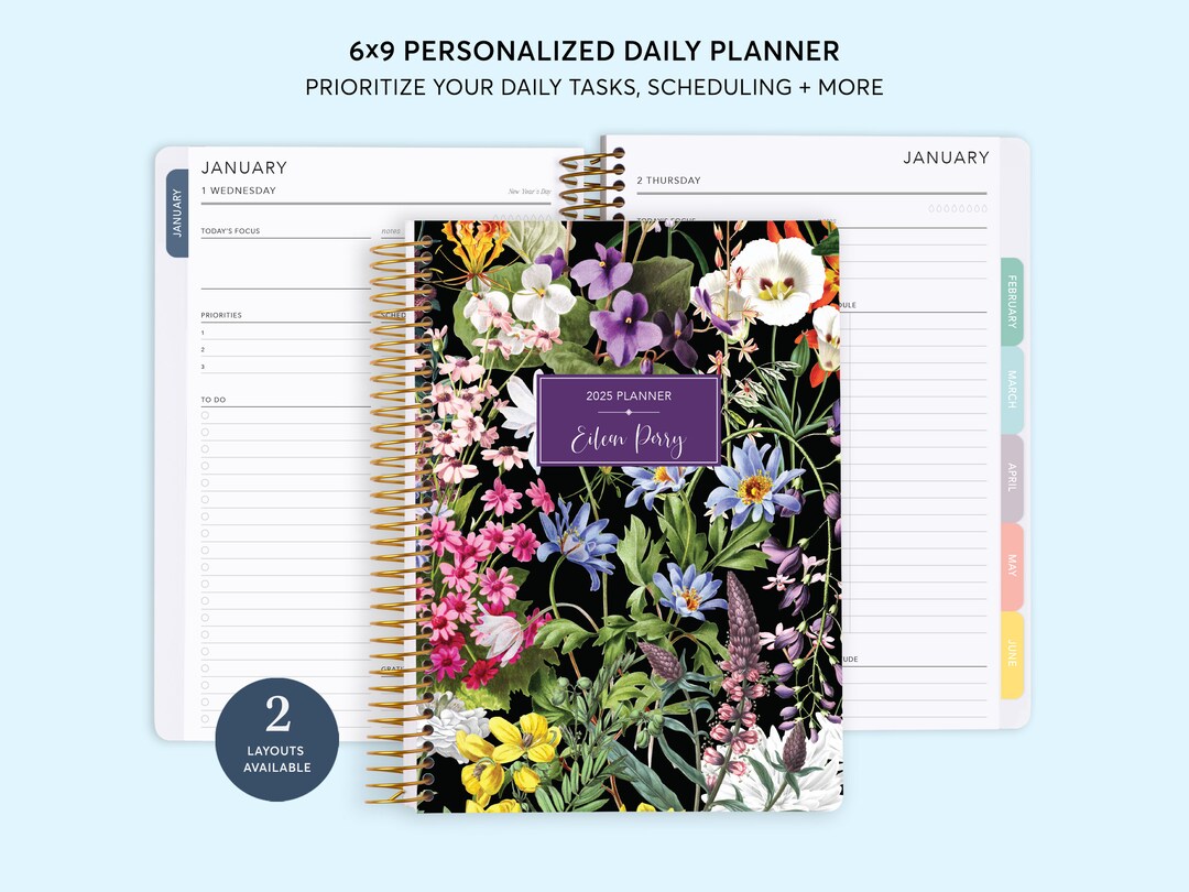 DAILY PLANNER - Personalized Productivity Planner - 2026 - 6x9 Hourly ...