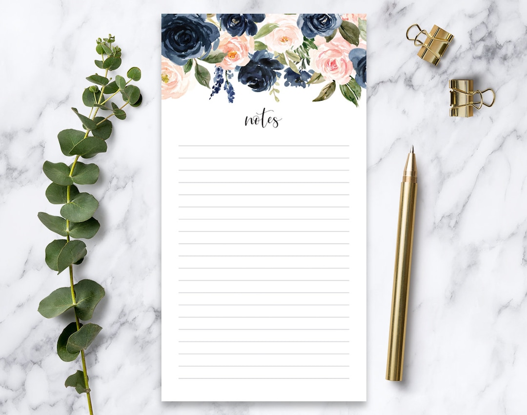 Lined Notepad - Watercolor Notepad - Floral Notepad - Tear off Notepad ...