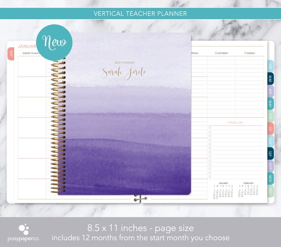 VERTICAL TEACHER PLANNER Teacher Planner 8.5x11 2022-2023 - Etsy