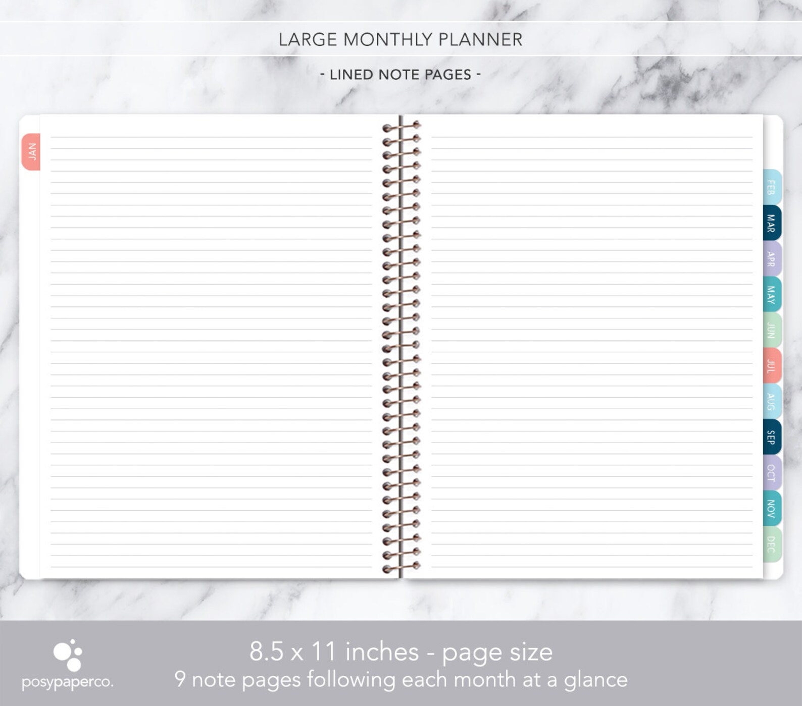 8.5x11 MONTHLY PLANNER Notebook 2022 2023 No Weekly View | Etsy