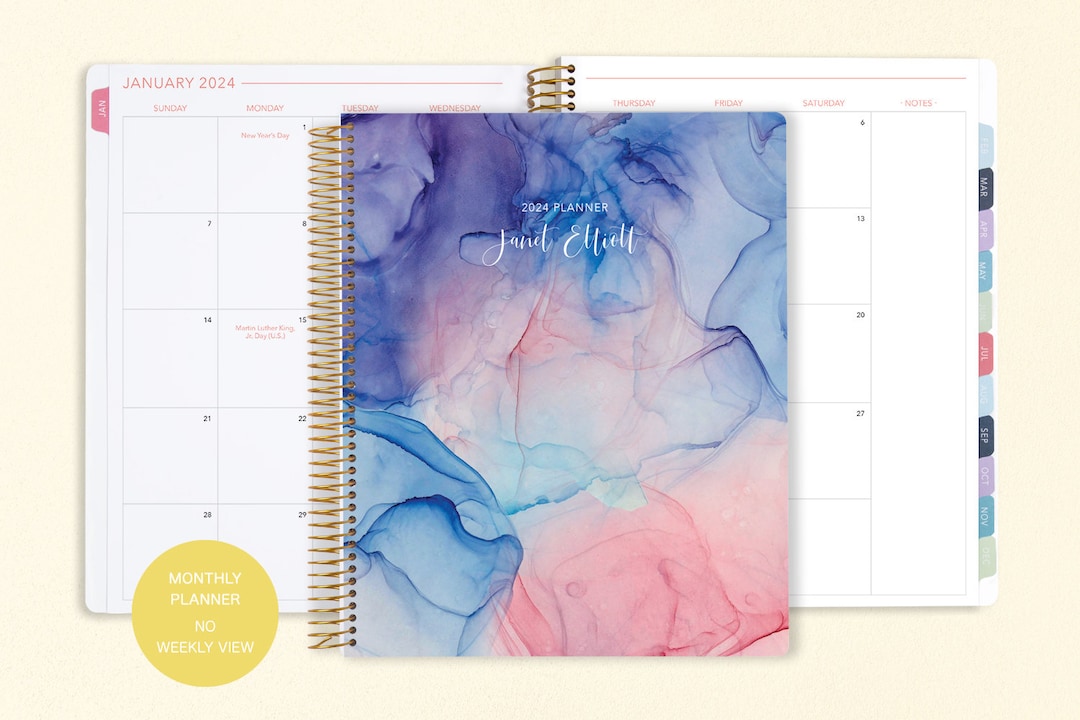 8.5x11 MONTHLY PLANNER Notebook 2025 2026 No Weekly View Choose Your ...