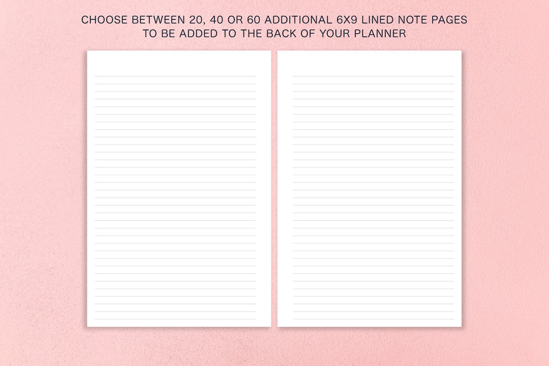 ADDITIONAL NOTE PAGES for 6x9 Planners | Selection of 20, 40 or 60 ...