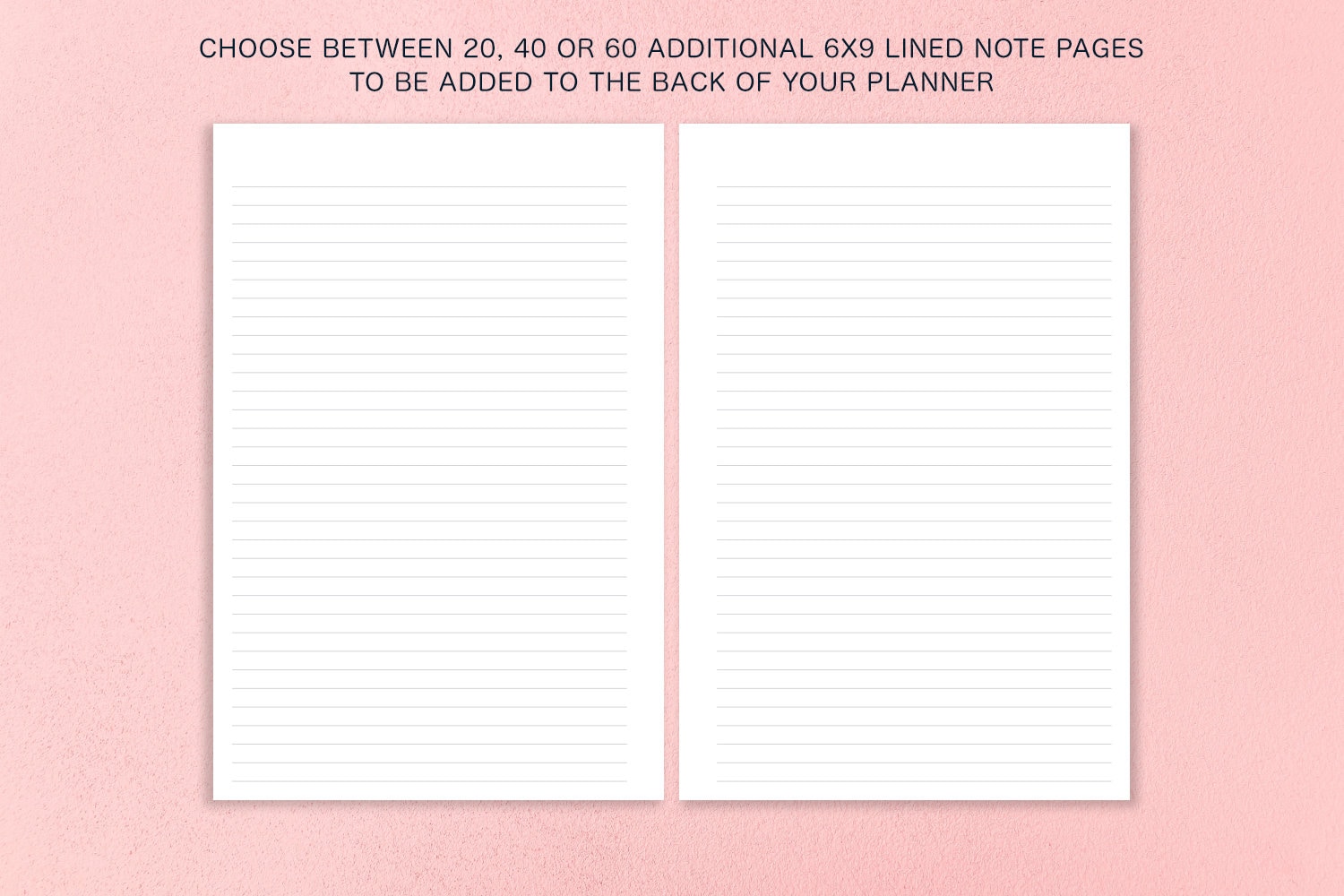 ADDITIONAL NOTE PAGES for 6x9 Planners | Selection of 20, 40 or 60 ...