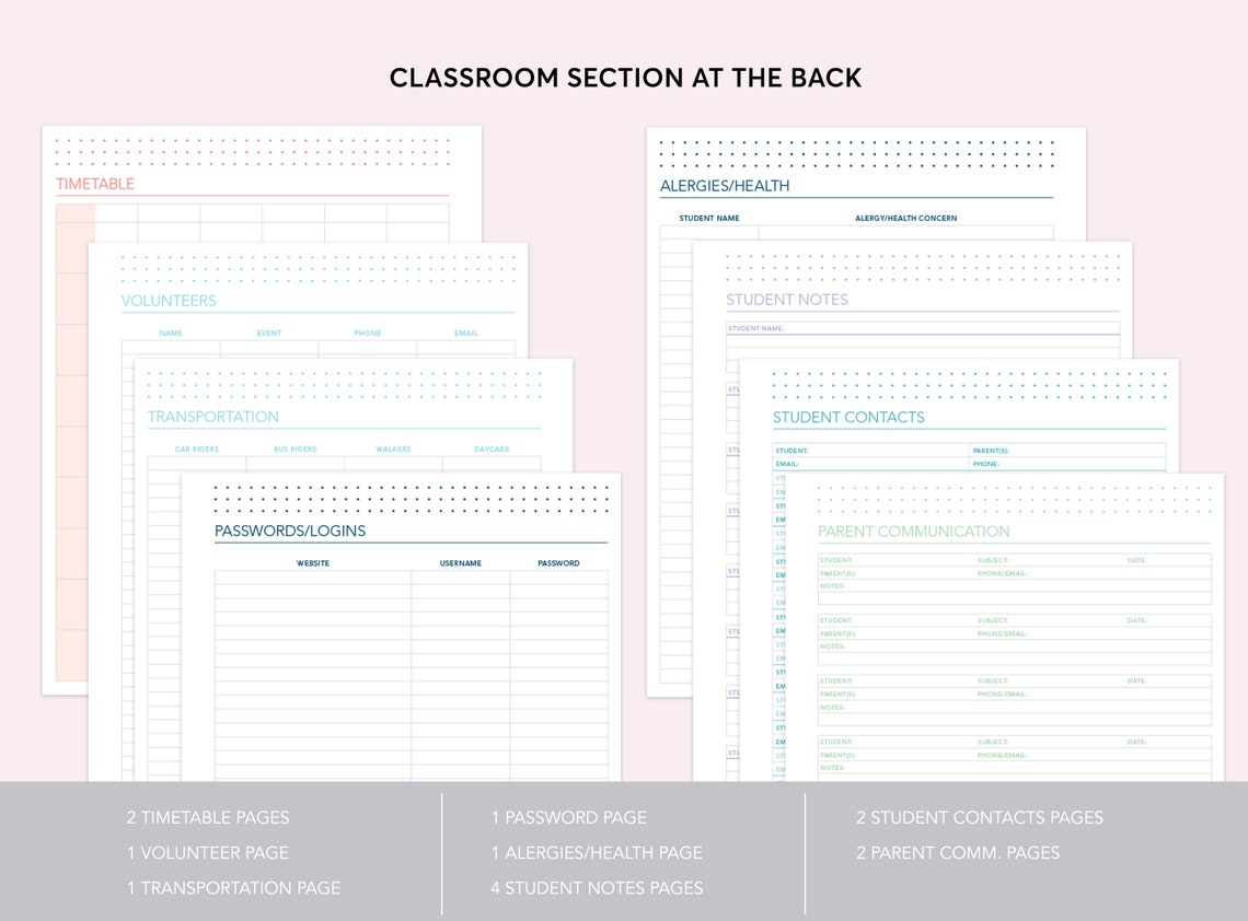 TEACHER PLANNER 2026-2027 - Vertical or Horizontal Layout 8.5x11 ...