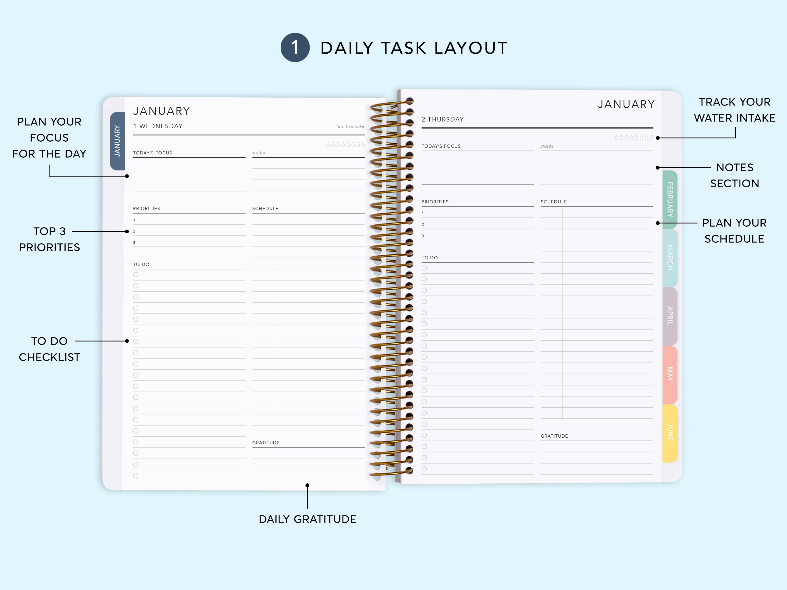 DAILY PLANNER - Personalized Productivity Planner - 2026 - 6x9 Hourly ...