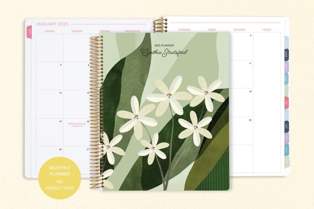 8.5x11 MONTHLY PLANNER Notebook 2024 2025 No Weekly View Choose Your ...