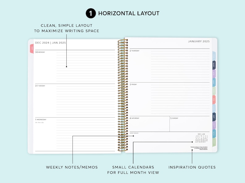 8.5x11 Weekly Planner 2026 2027 - Custom Start Month - 12 Month ...