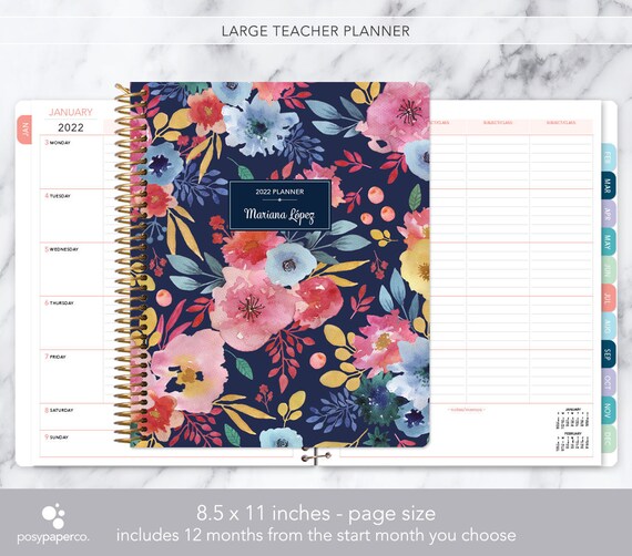 Calendars & Planners Paper navy pink gold floral personalized teacher ...