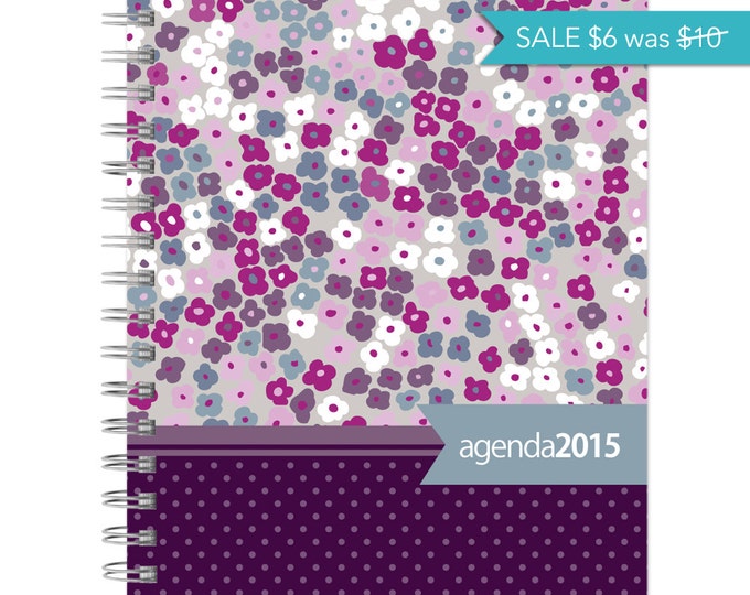 SALE 2015 Planner Calendar Year POCKET Size, Purple Pink Blossoms ...
