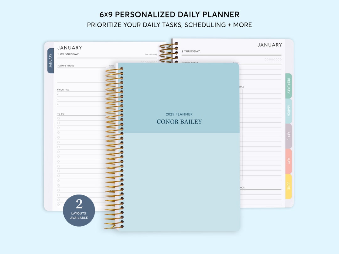 DAILY PLANNER - Personalized Productivity Planner - 2025 2026 - 6x9 ...