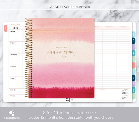Calendars & Planners Paper navy pink gold floral personalized teacher ...