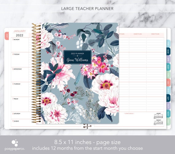 Calendars & Planners Paper navy pink gold floral personalized teacher ...