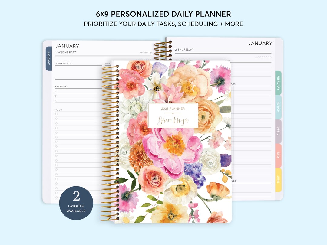 DAILY PLANNER - Personalized Productivity Planner - 2025 2026 - 6x9 ...