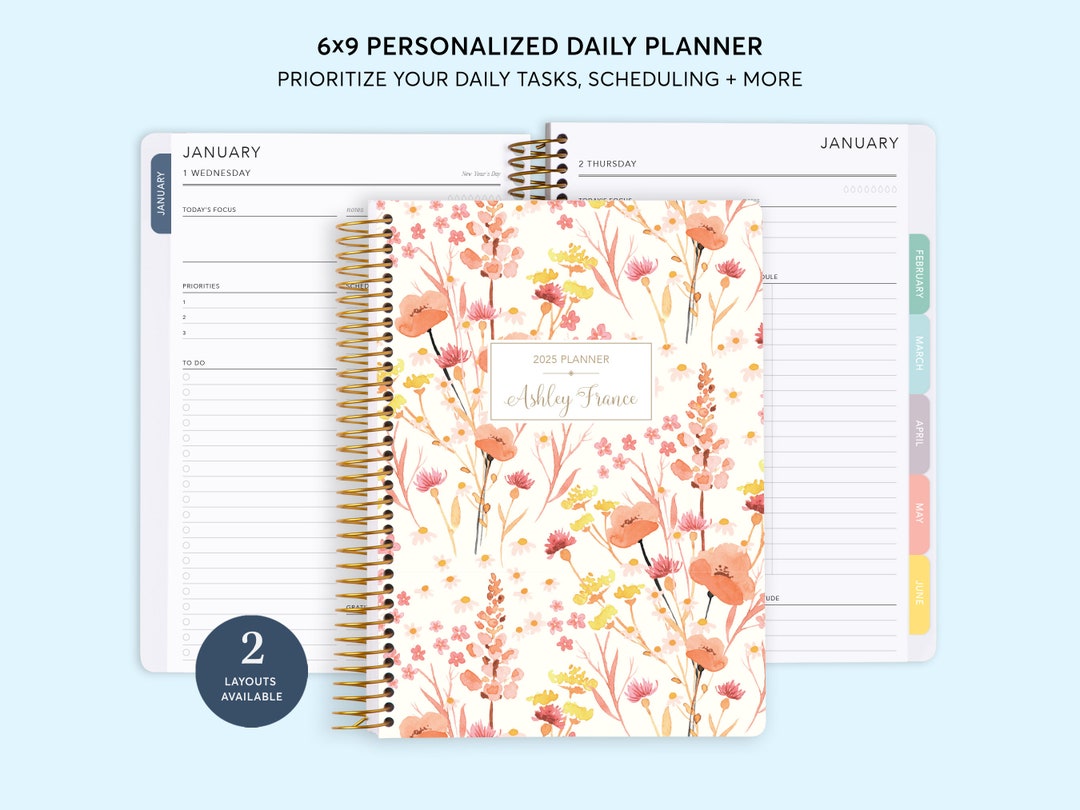DAILY PLANNER - Personalized Productivity Planner - 2025 2026 - 6x9 ...