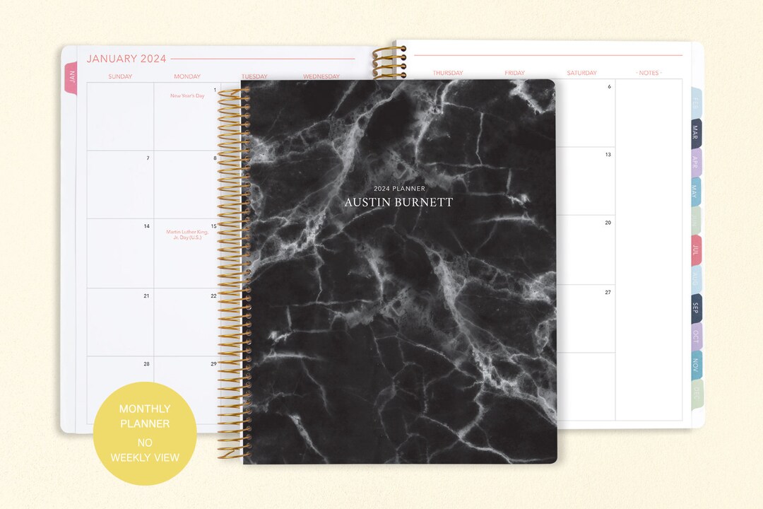 8.5x11 MONTHLY MEN PLANNER Notebook 2024 2025 No Weekly View Choose ...