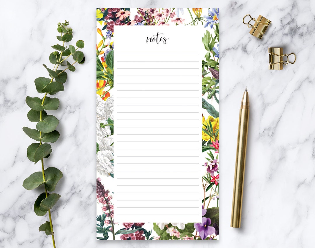Lined Notepad - Botanical Notepad - Floral Notepad - to Do List Notepad ...