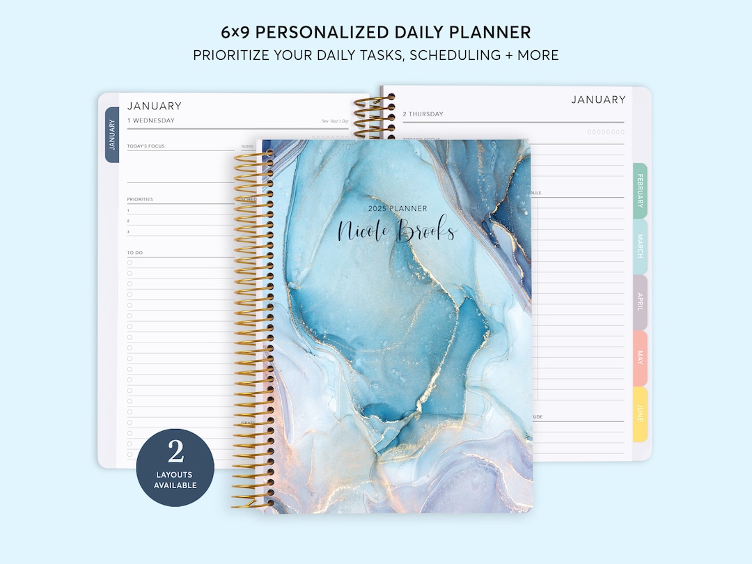 2025 DAILY PLANNER Personalized - 6 Month Daily Planner - 6x9 ...