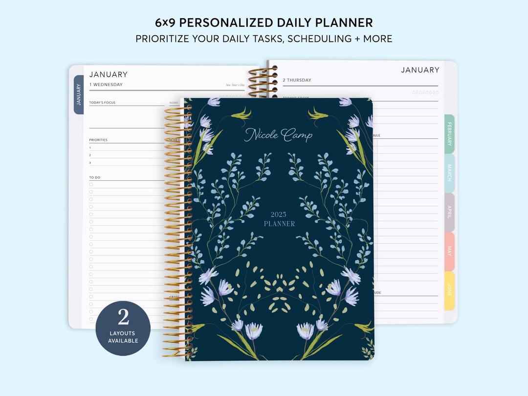 DAILY PLANNER - 2026 Personalized Productivity Planner - 6x9 Hourly ...