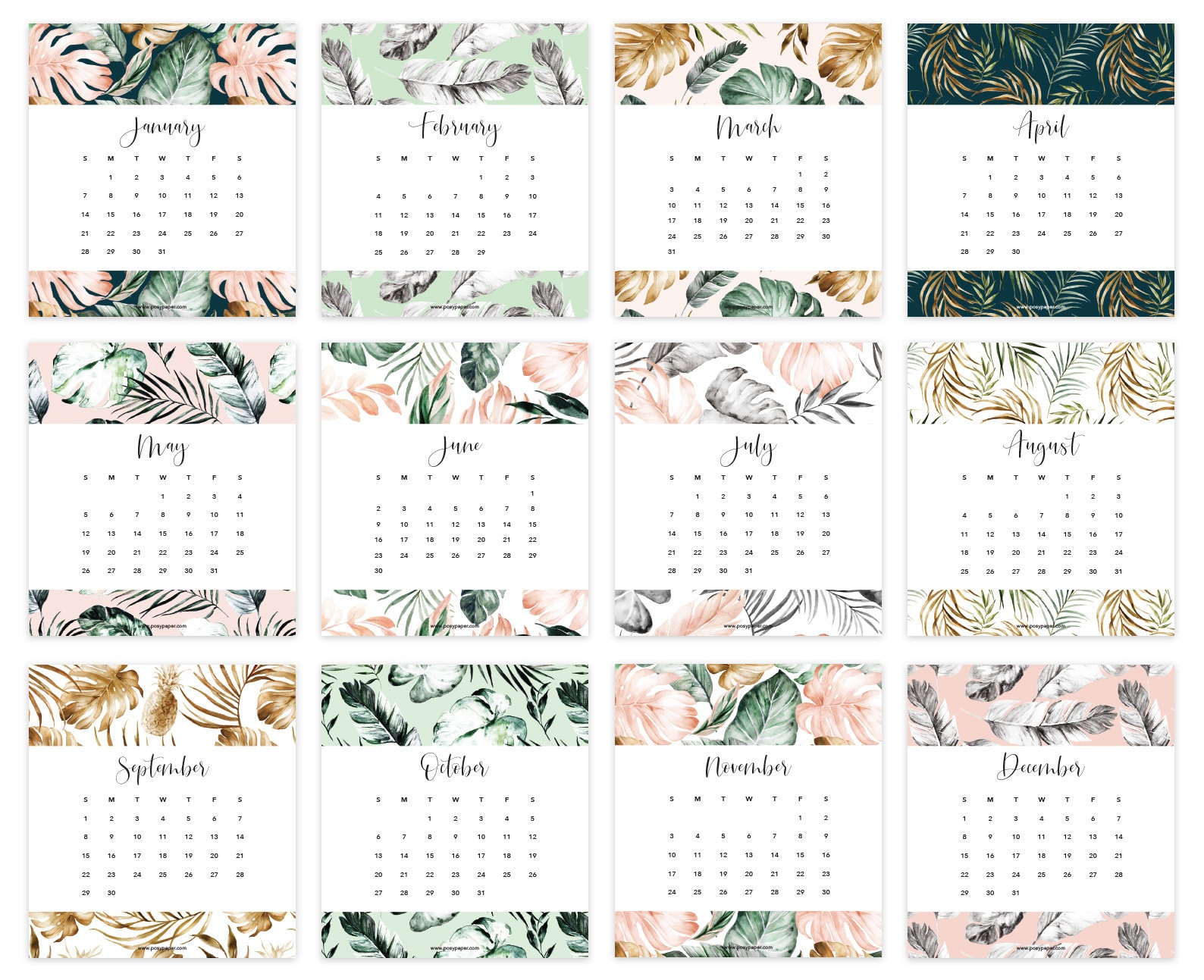 2024 tropical desk calendar | 2024 calendar with wood stand sold by ...