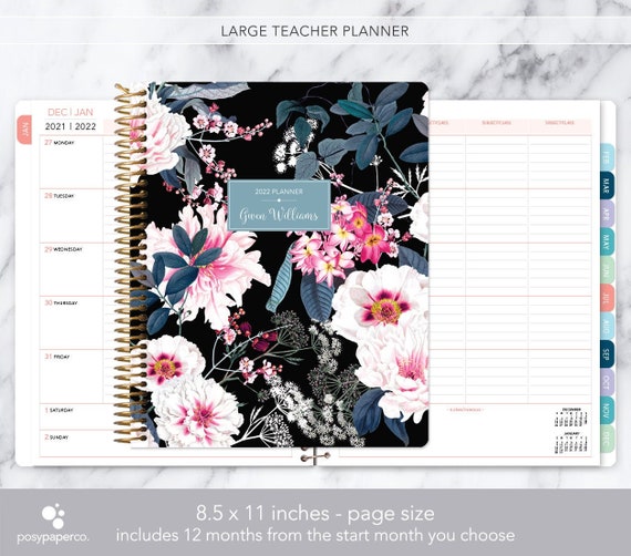 Calendars & Planners Paper navy pink gold floral personalized teacher ...