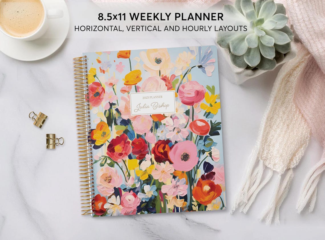 8.5x11 Weekly Planner 2026 2027 - Custom Start Month - 12 Month ...