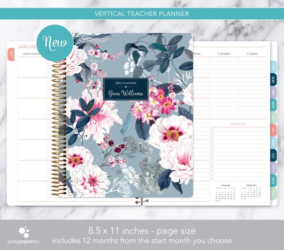 VERTICAL TEACHER PLANNER Teacher Planner 8.5x11 2022-2023 - Etsy