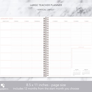 VERTICAL TEACHER PLANNER Teacher Planner 8.5x11 2022-2023 - Etsy