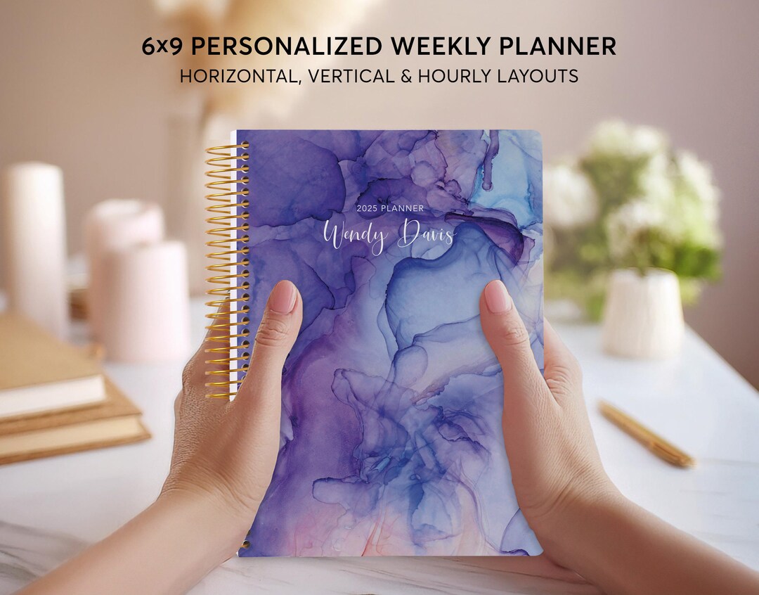 6x9 Personalized Planner 2026 - 12 Month Calendar - Weekly Planner 2025 ...