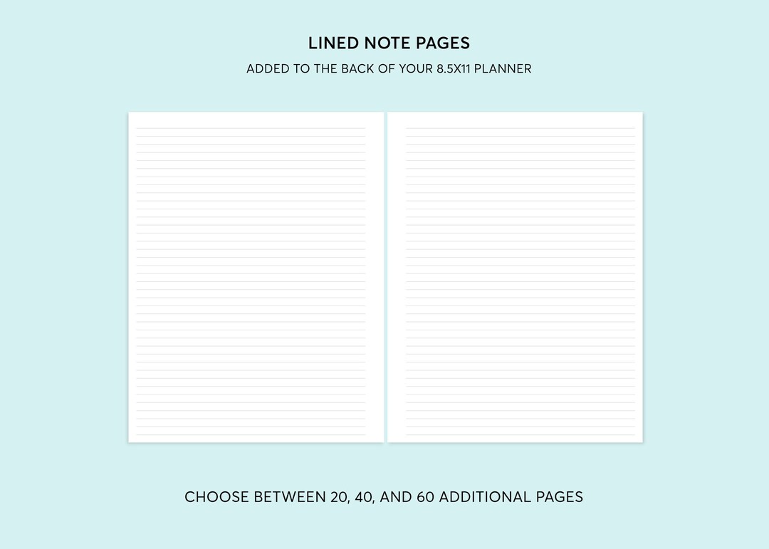 8.5x11 ADDITIONAL NOTE PAGES | Selection of 20, 40 or 60 Pages to Be ...