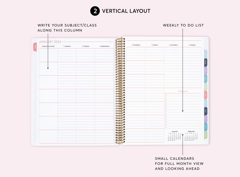 TEACHER PLANNER 2026-2027 - Vertical or Horizontal Layout 8.5x11 ...