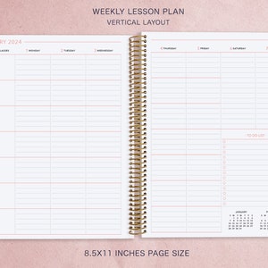 VERTICAL TEACHER PLANNER Teacher Planner 8.5x11 2024-2025 Lesson Plan ...