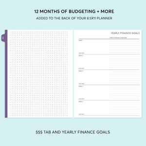 8.5x11 BUDGET/FINANCE SECTION | to Be Added to Back of Planner - Etsy