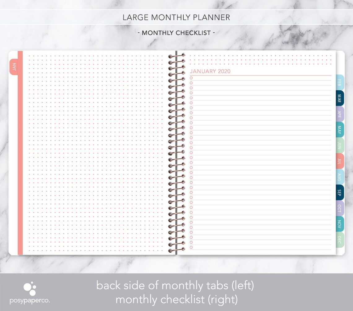 8.5x11 MONTHLY PLANNER Notebook 2022 2023 No Weekly View | Etsy