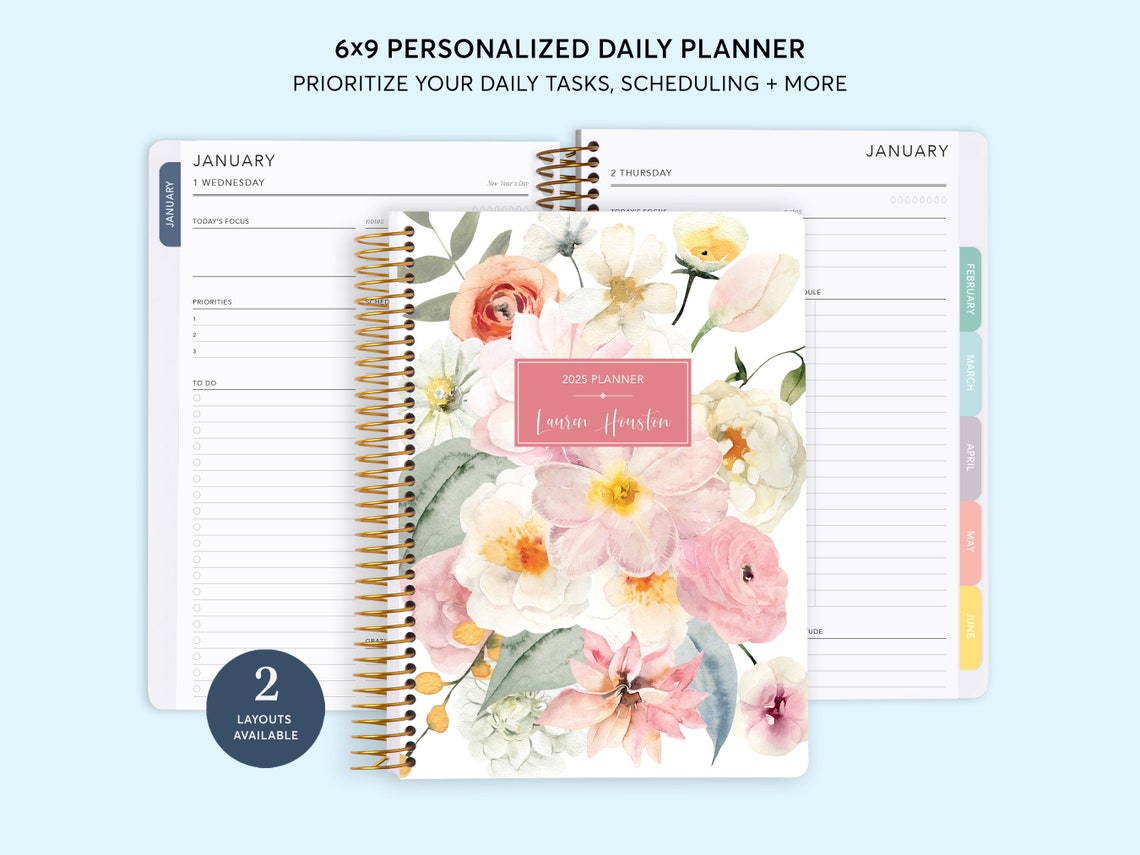 DAILY PLANNER - Personalized Productivity Planner - 2026 - 6x9 Hourly ...