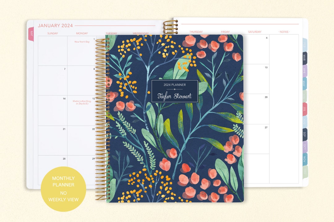 8.5x11 MONTHLY PLANNER Notebook 2024 2025 No Weekly View Choose Your ...