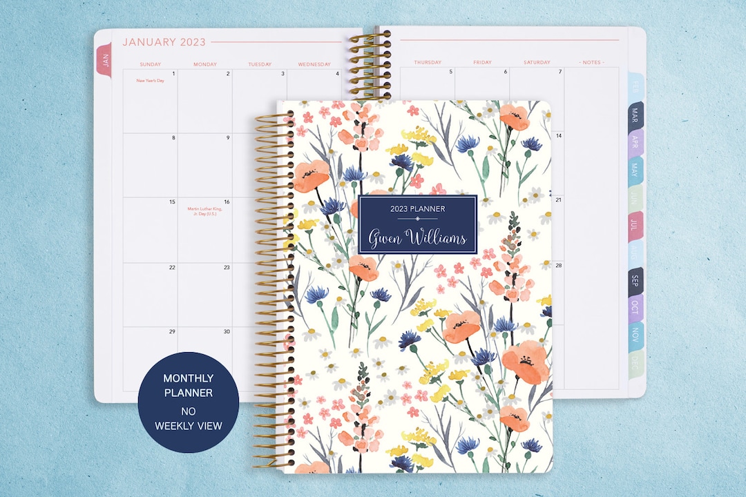 MONTHLY PLANNER Notebook Personalized 6x9 Planner 2023 - Etsy