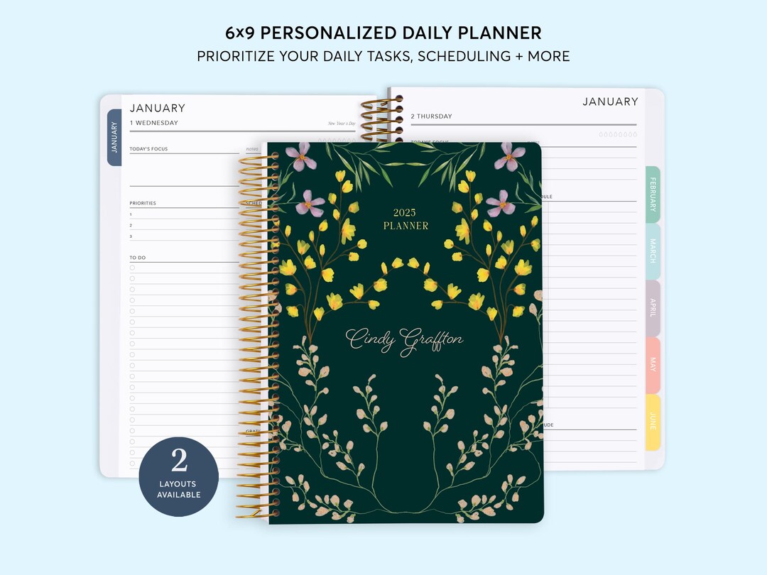 DAILY PLANNER - 2026 Personalized Productivity Planner - 6x9 Hourly ...