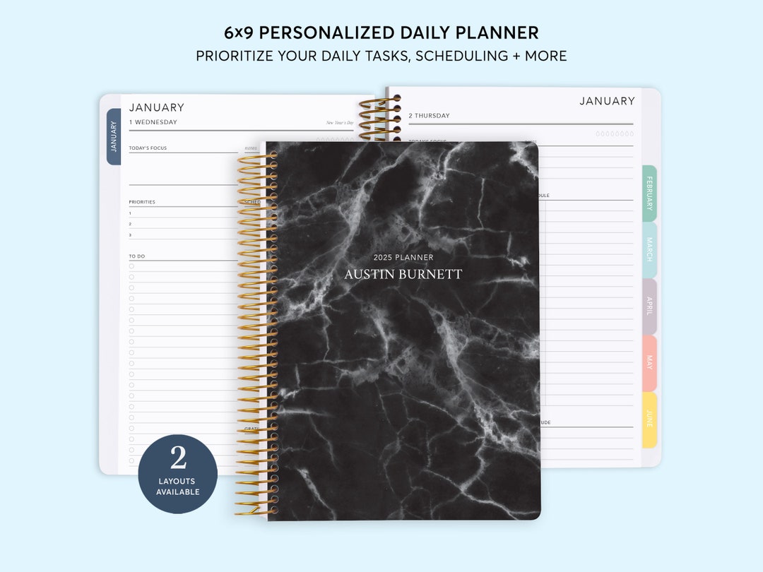 DAILY PLANNER - Personalized Productivity Planner - 2025 2026 - 6x9 ...