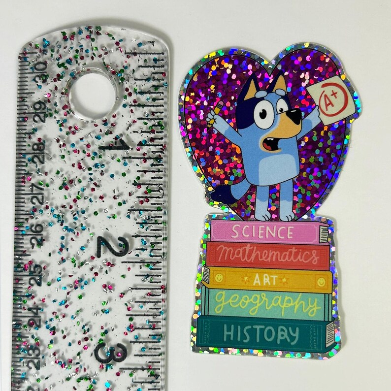 Bluey Teacher Sticker: Glitter Glossy Vinyl Decal for Educators - Etsy
