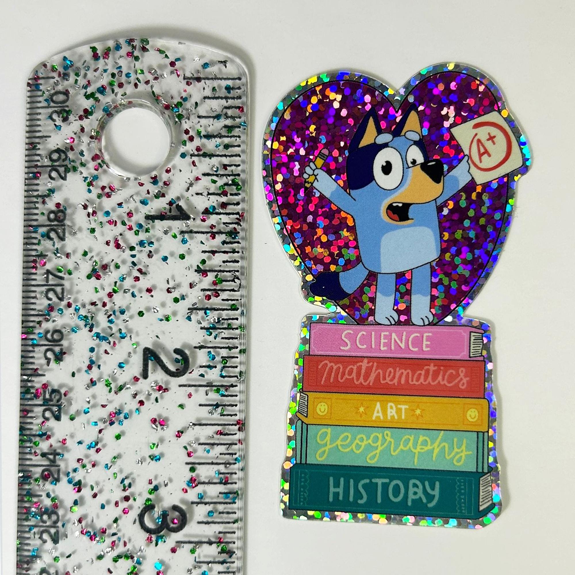 Bluey Teacher Sticker: Glitter Glossy Vinyl Decal for Educators - Etsy